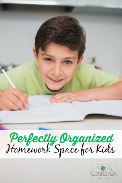 Organized Homework Space for Kids - Moms Confession
